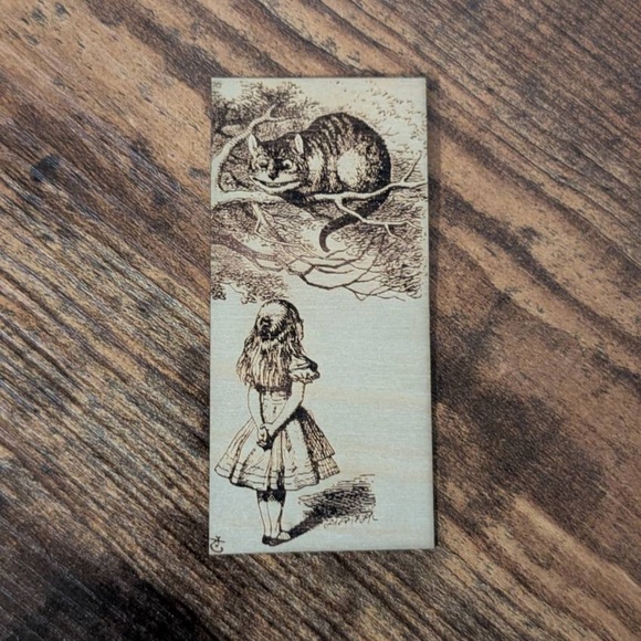 Office | Alice In Wonder Land Mini Wood Burned Book Mark | Poshmark